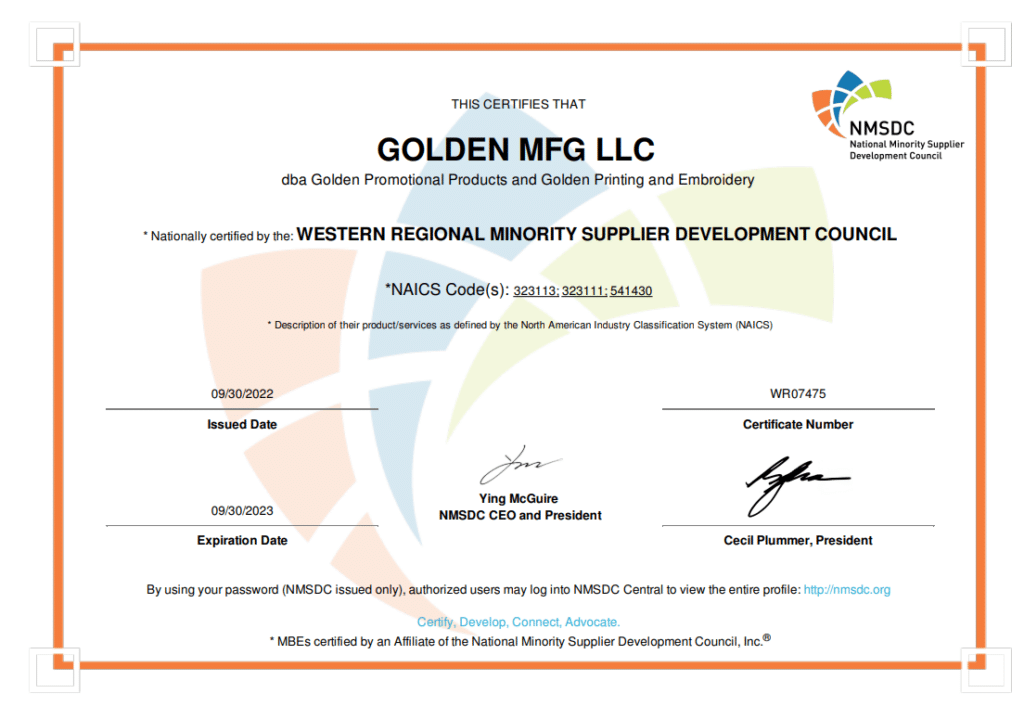 Certifications | Golden MFG